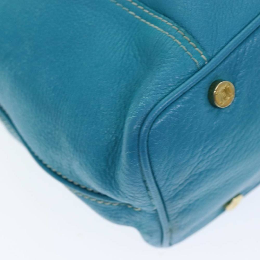 Celine | Bags | Celine Tote Bag Leather Turquoise Blue Auth 74223 ...